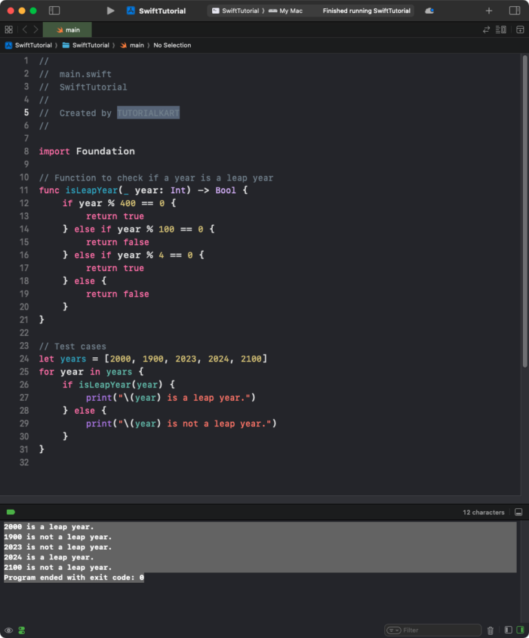Swift - Check Leap Year